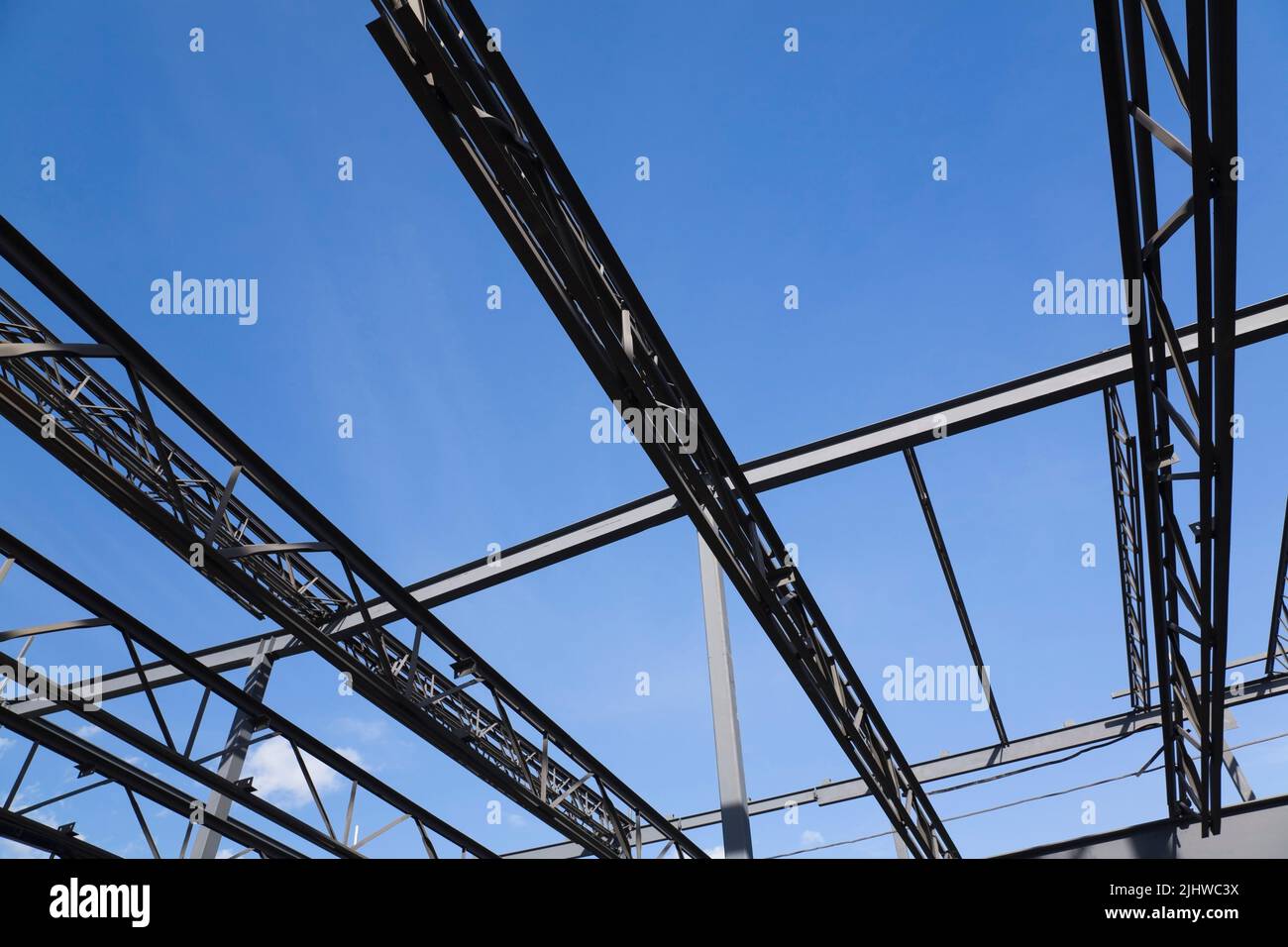 Steel beams and girders used for framing an industrial building Stock ...