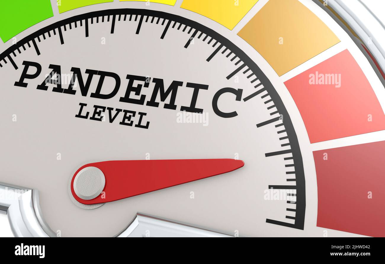 Pandemic level measuring scale with color indicator, 3d rendering Stock ...