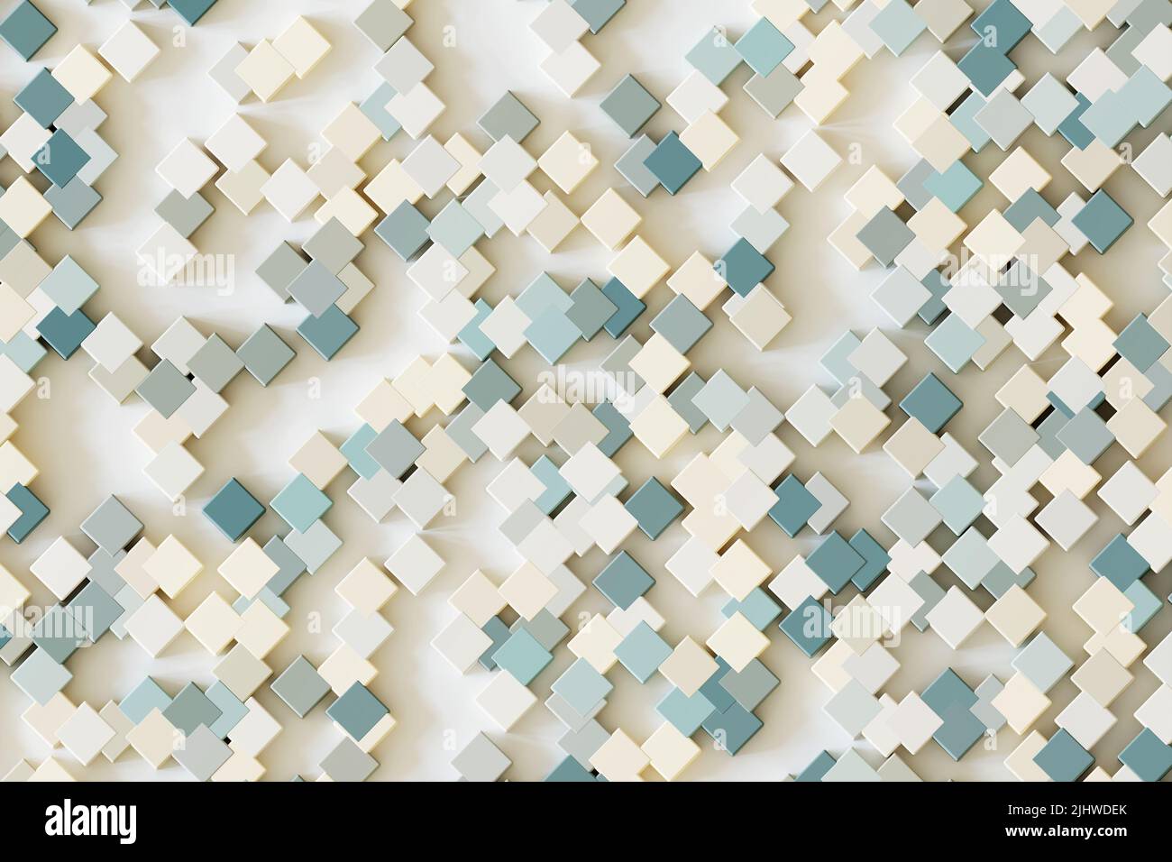 Diagonal composition of green cubes of different color on a white ...