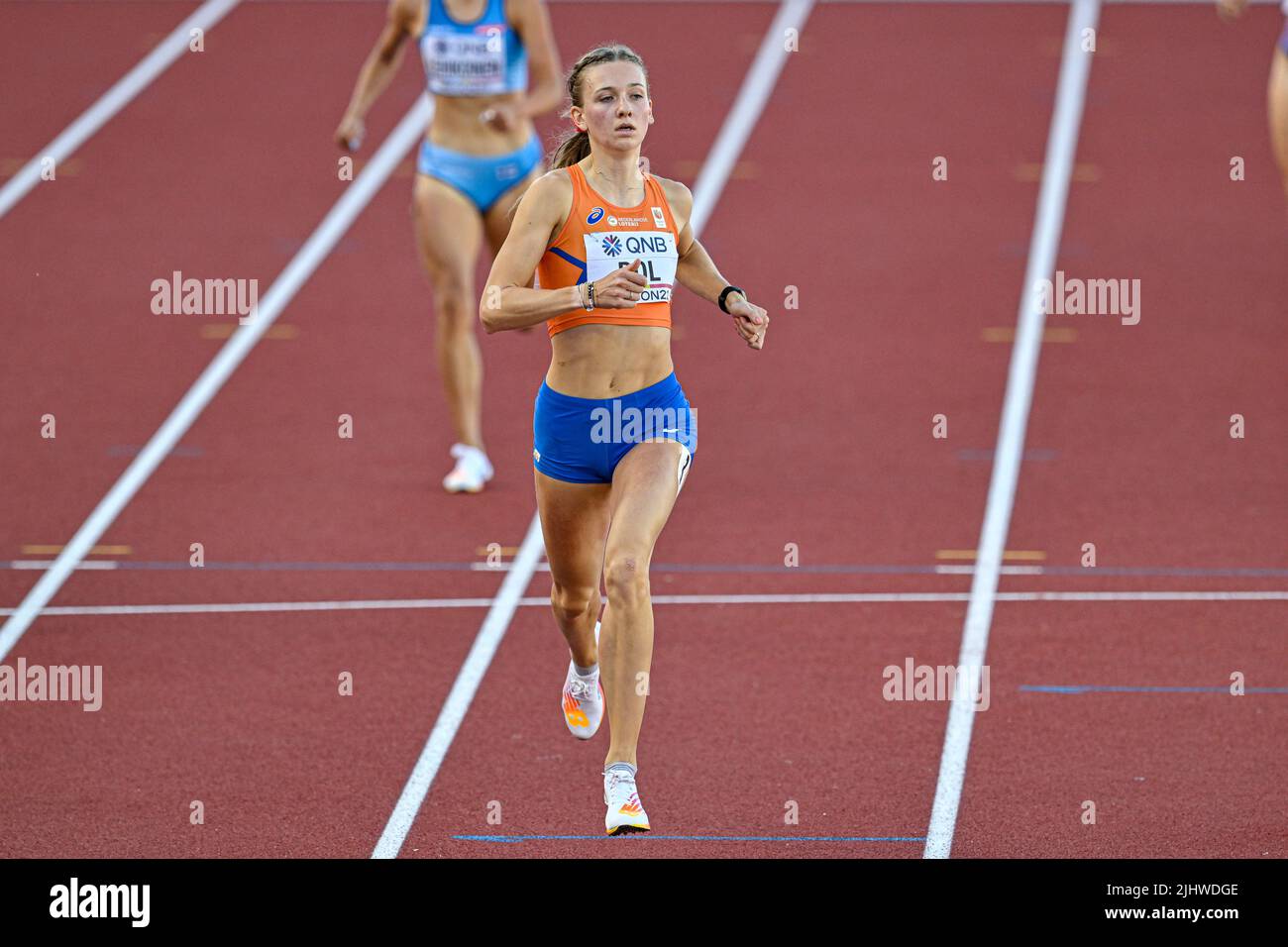 EUGENE, UNITED STATES - JULY 20: Femke Bol of The Netherlands competing ...