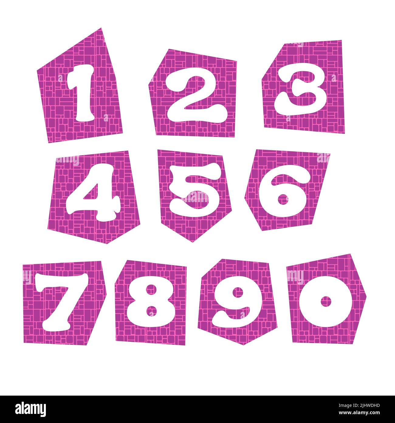 Set with cartoon numbers for kids and hobbies and packaging and fabrics ...