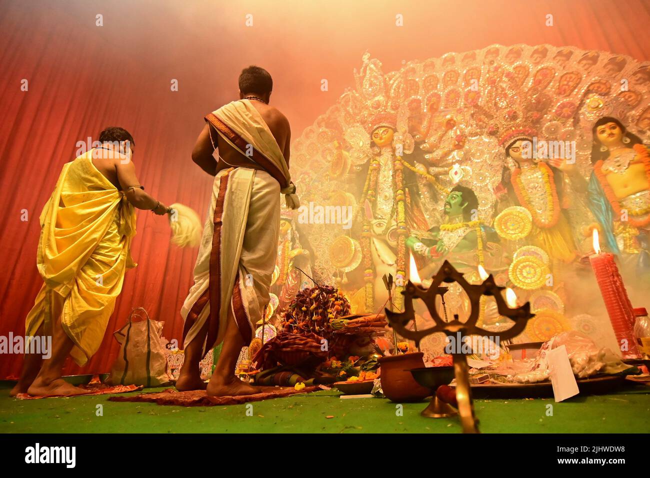 Howrah, West Bengal, India - 13th October 2021 : Goddess Durga is being ...