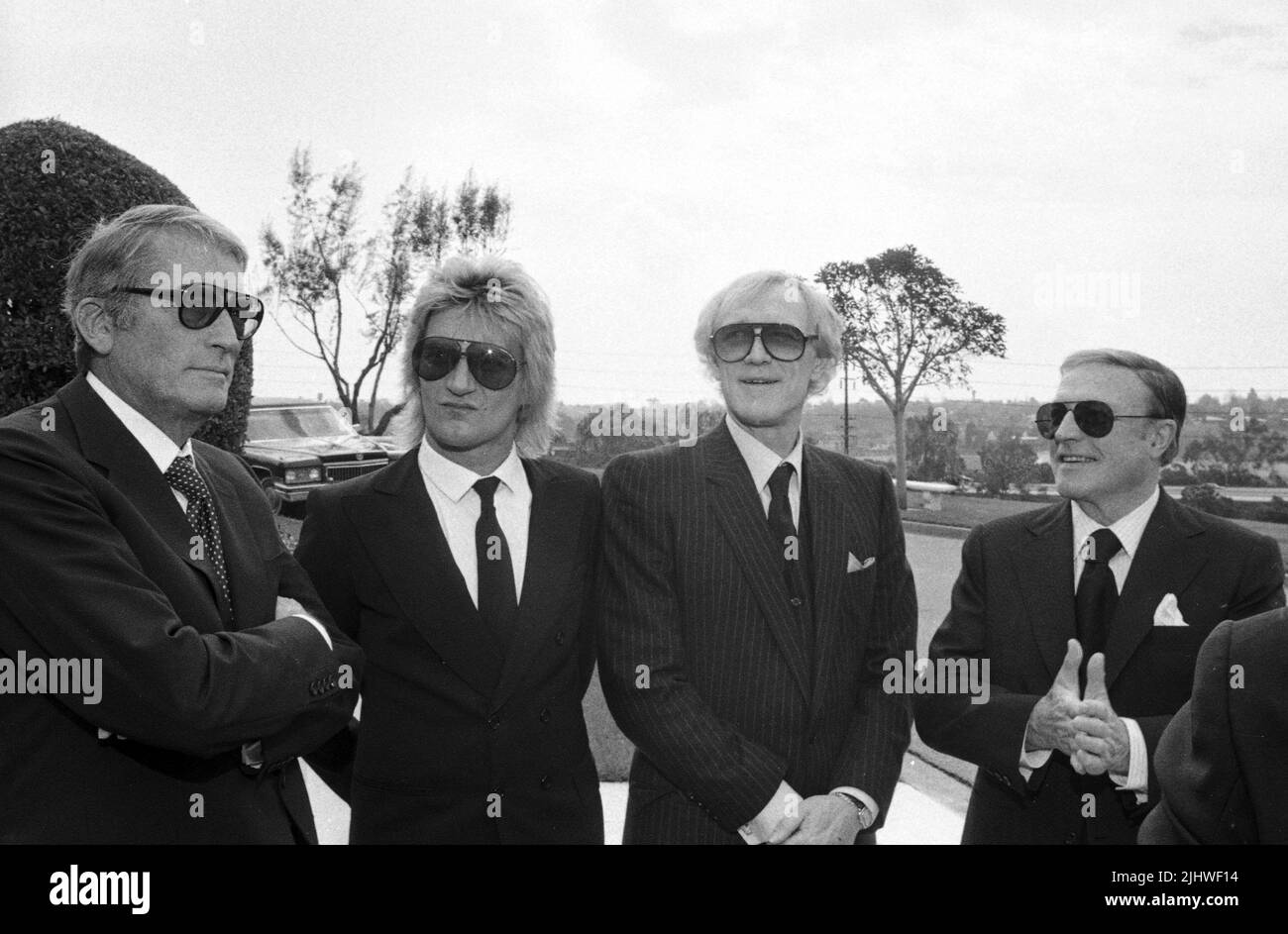 Gregory Peck, Rod Stewart, Richard Harris and Gene Kelly at the Funeral ...