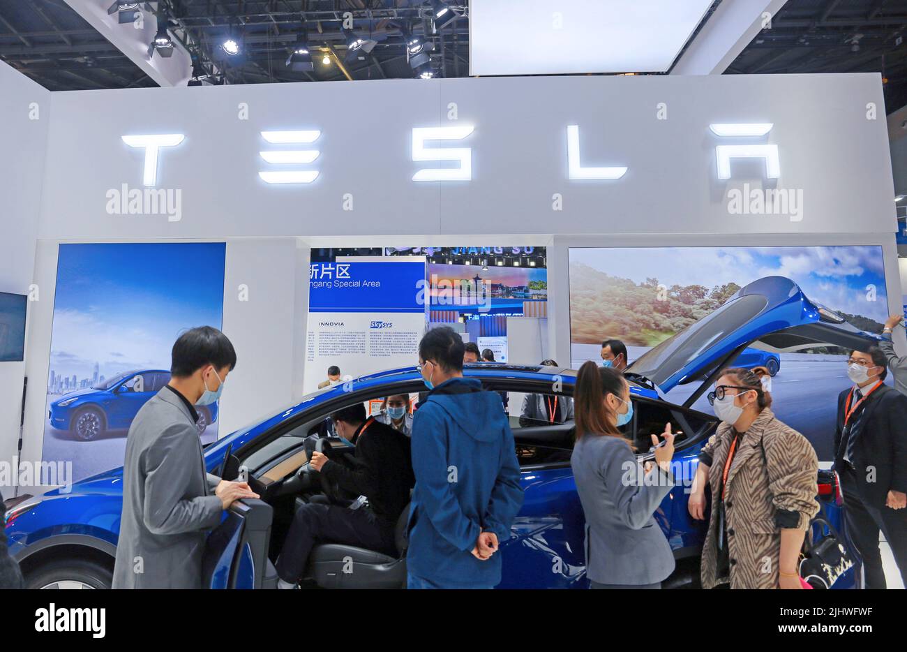 The photo shows tesla's electric car Gigafactory at the 8th China ...