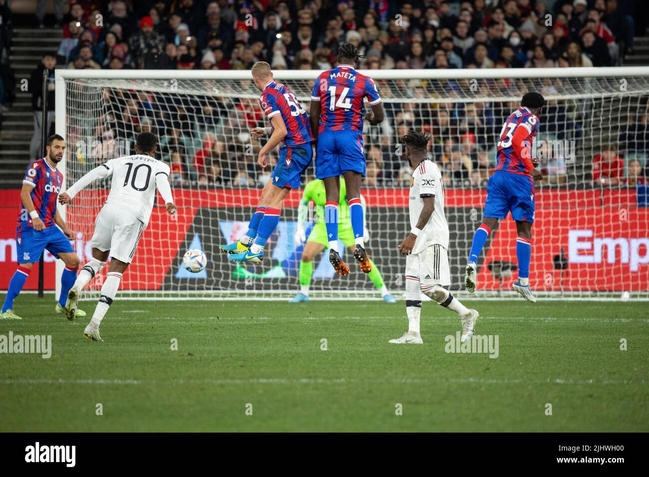 Marcus Rashford of Manchester United takes a free kick during the Pre ...