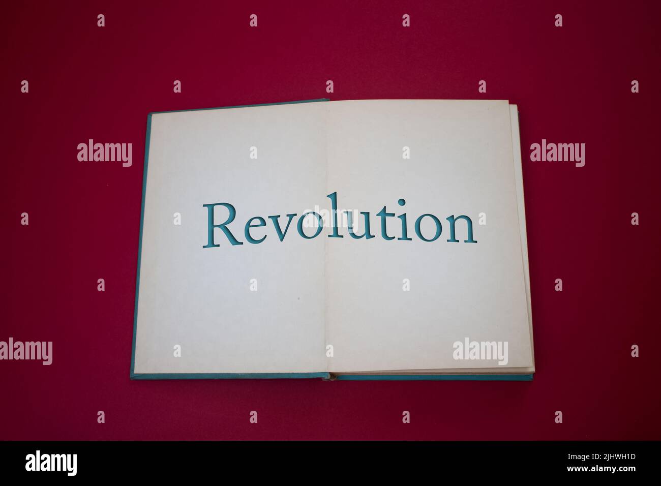 Revolution word in opened book with vintage, natural patterns old ...