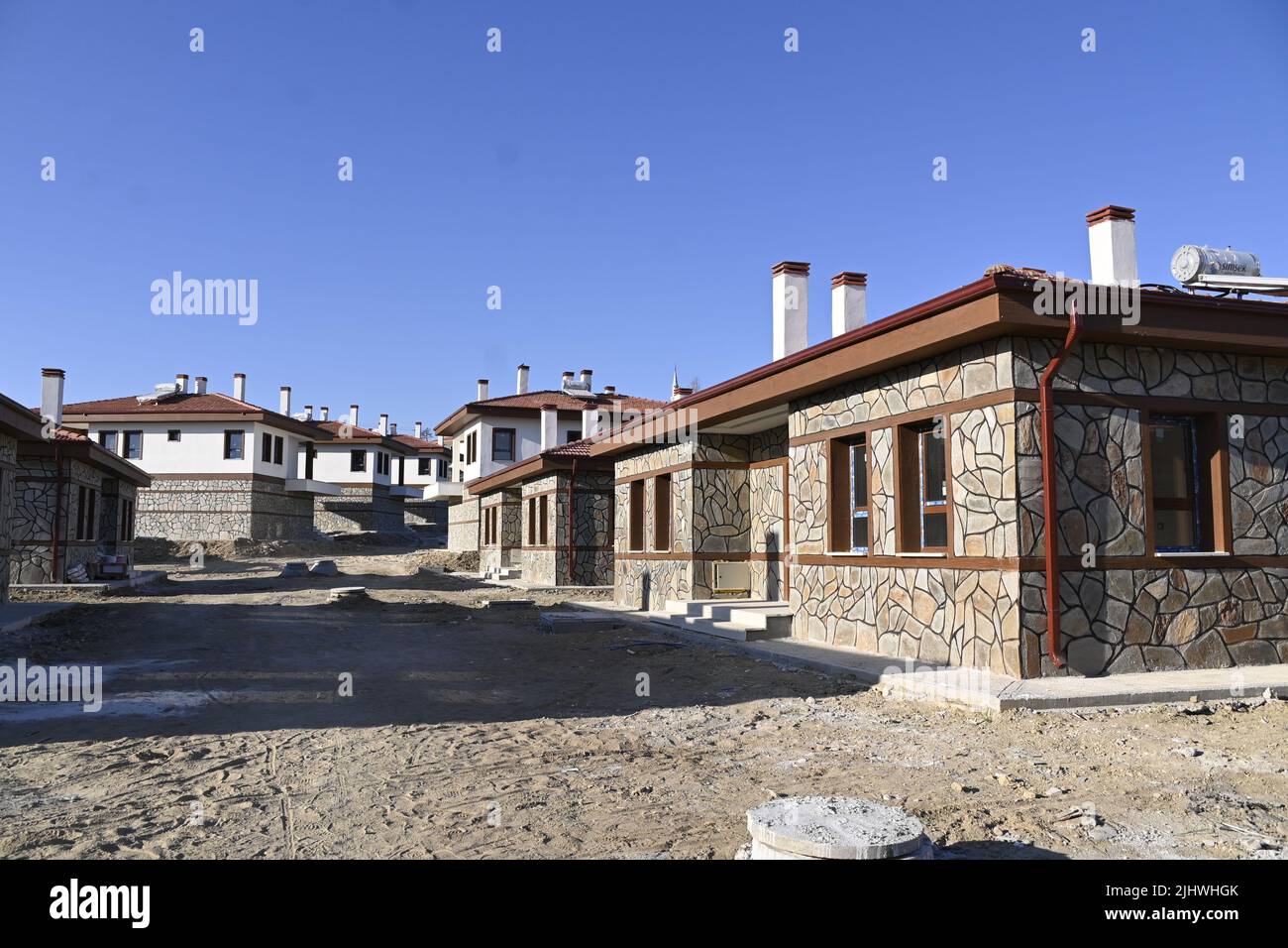 19 July 2022, Turkey, Kalemler/Manavgat: Houses rebuilt after the 2021 ...