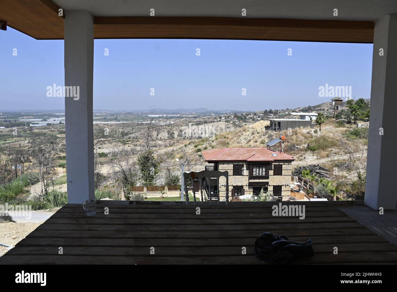19 July 2022, Turkey, Kalemler/Manavgat: View from the shell of the ...