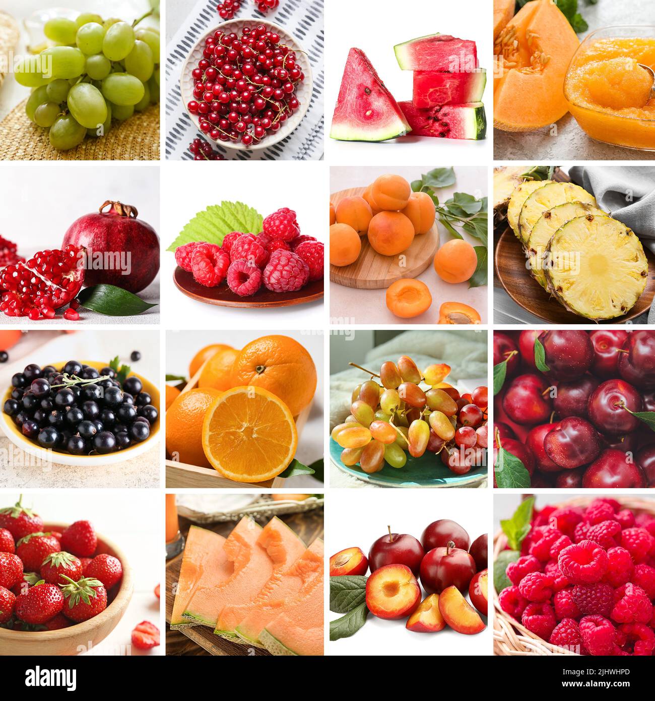 Collage with many ripe fruits and berries Stock Photo - Alamy
