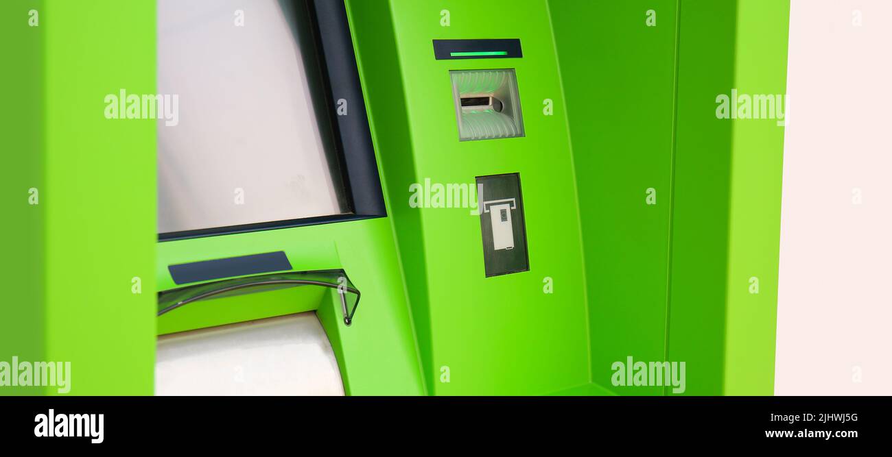 View of modern ATM outdoors Stock Photo - Alamy