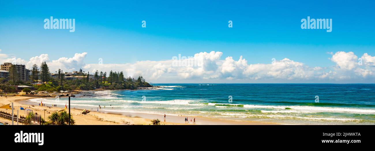 Panoramic views at Kings Beach in Caloundra, Sunshine Coast Stock Photo ...
