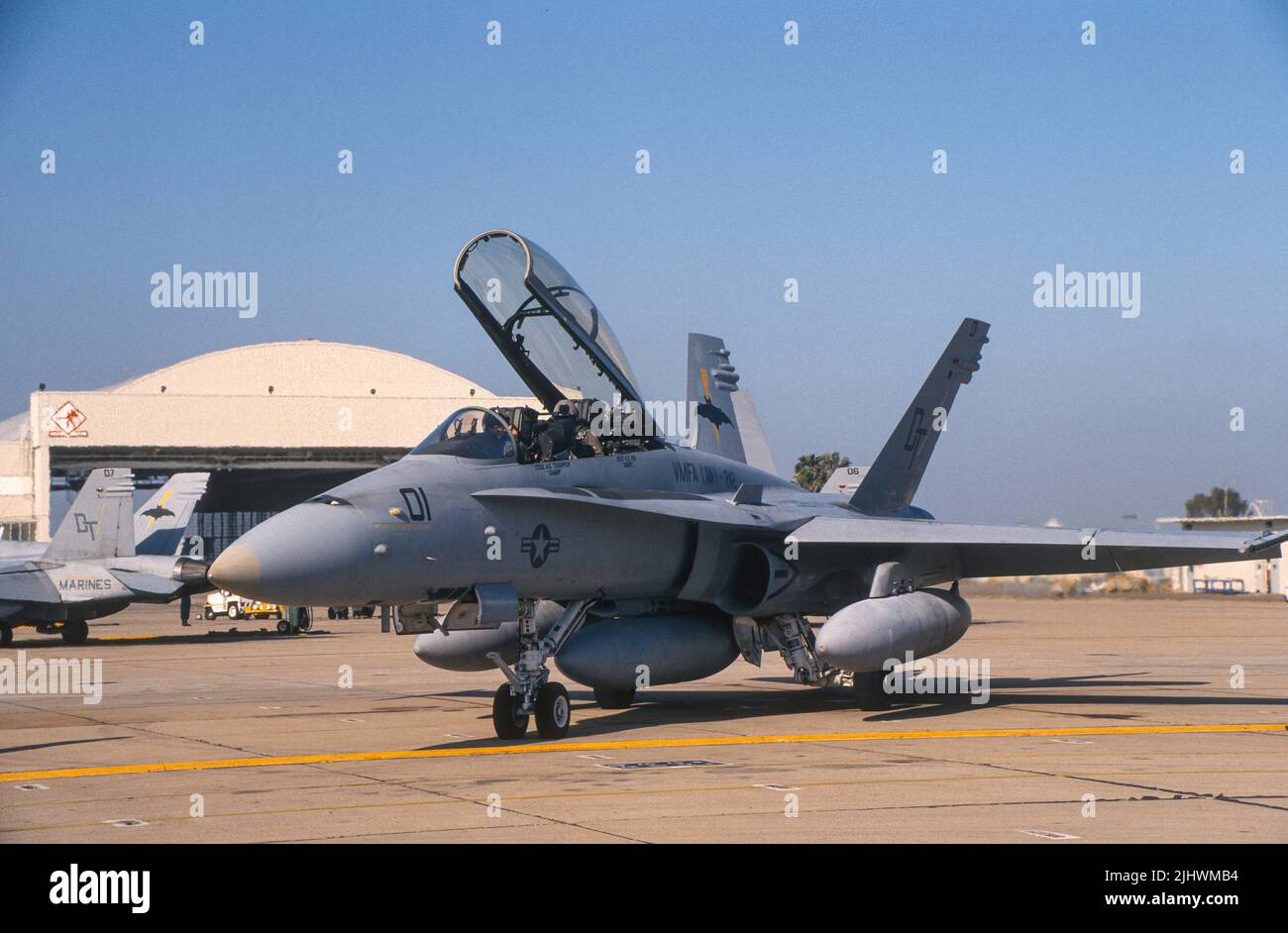 USMC F/A-18's from VMFA (AW) - 242 on the flight line at MCAS Miramar ...