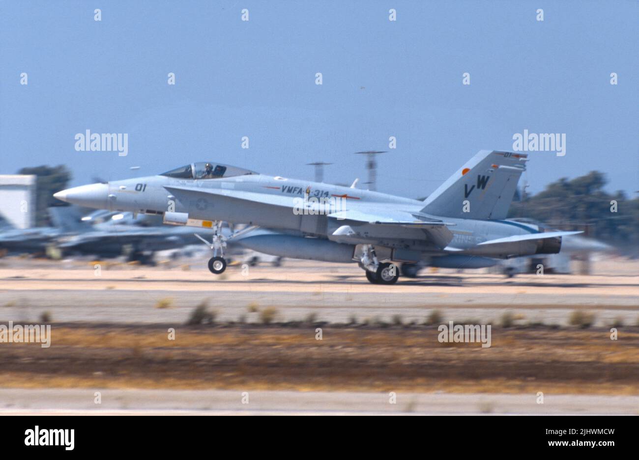 USMC F/A-18 from VMFA-314 takes off at MCAS Miramar in San Diego ...