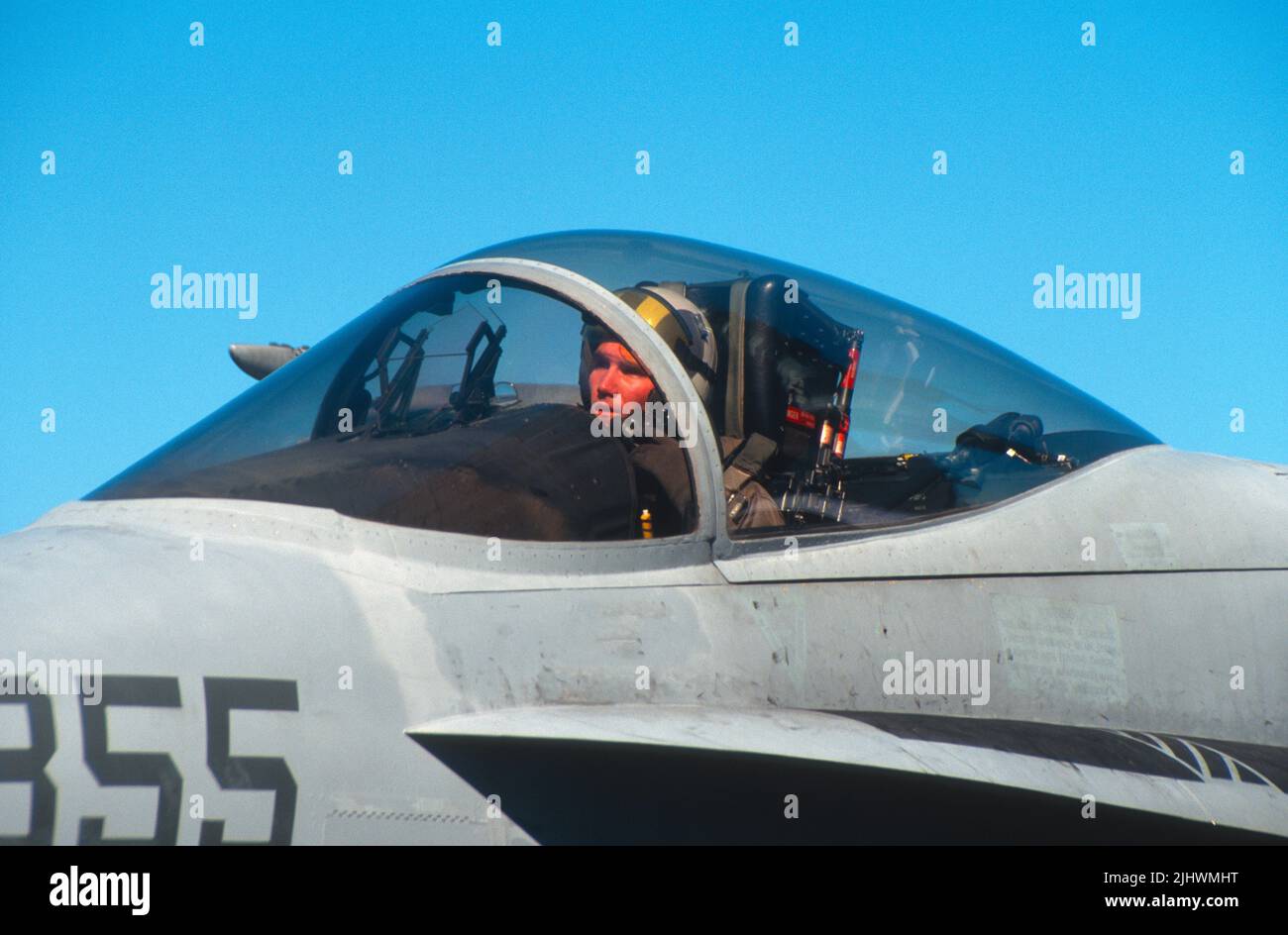 F/A-18 pilot maneuvers aircraft Stock Photo - Alamy