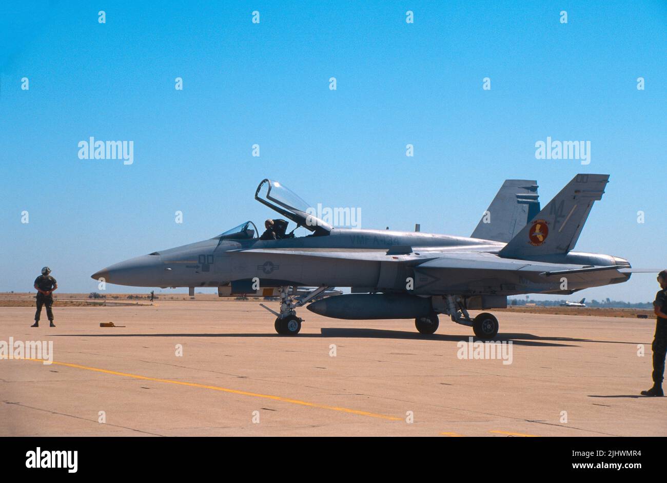 USMC from VMFA-134 F/A-18 taxis aboard MCAS Miramar in San Diego ...