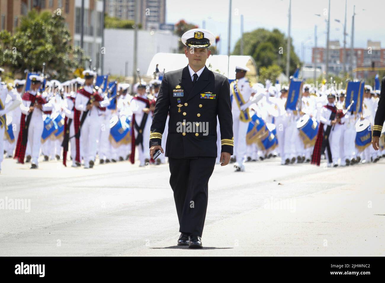 Bogota, Colombia. 20th July, 2022. A colombian navy corbet captain ...