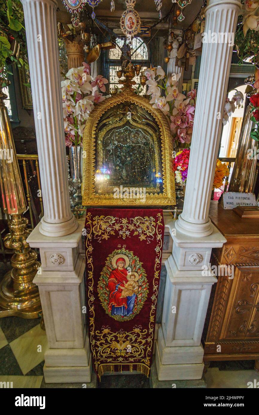 Interior view of Panagia Megalochari cathedral church (Virgin Mary) in ...