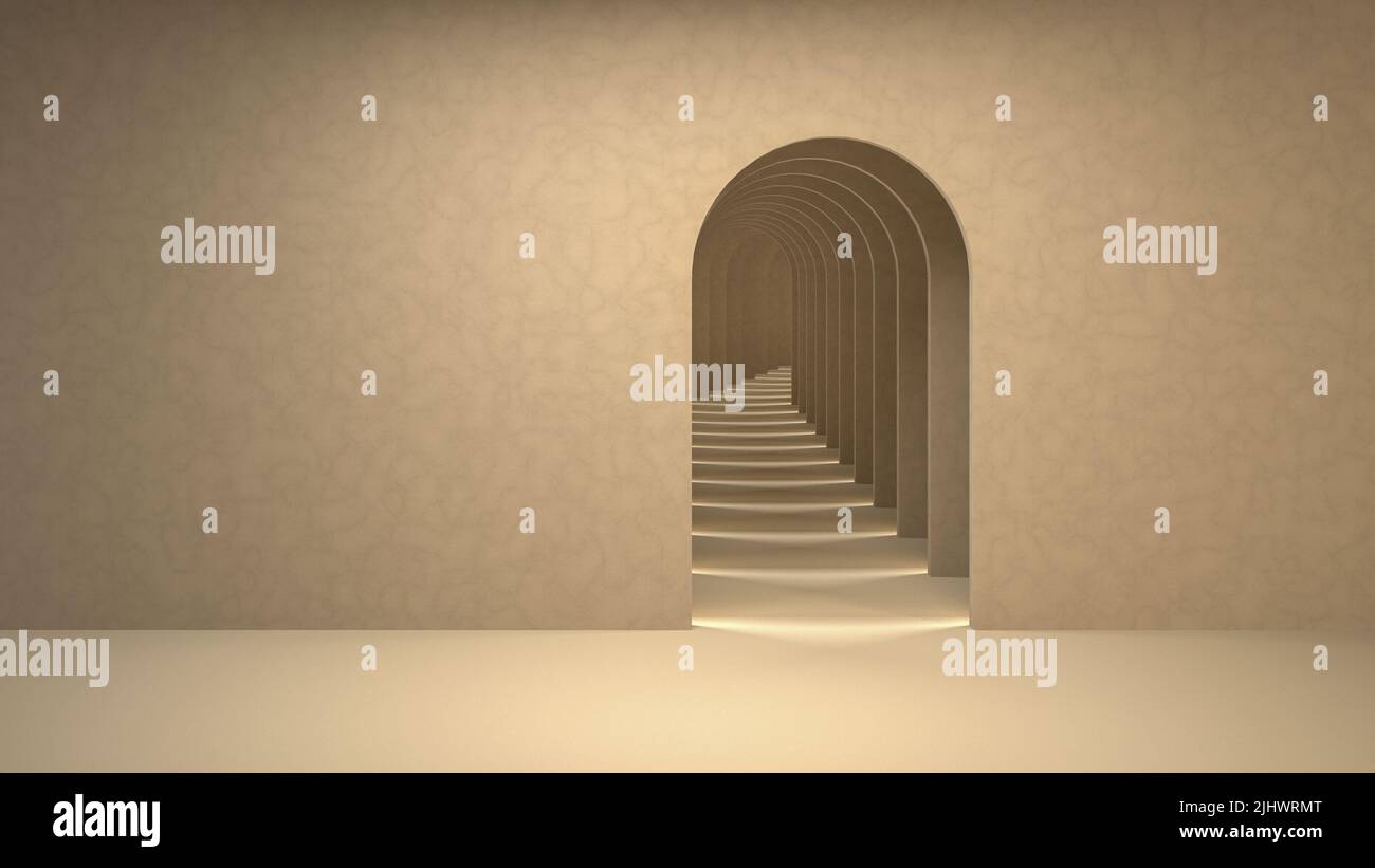 3d Surreal Render, Abstract Modern Minimal Empty Room Scene with Sand ...