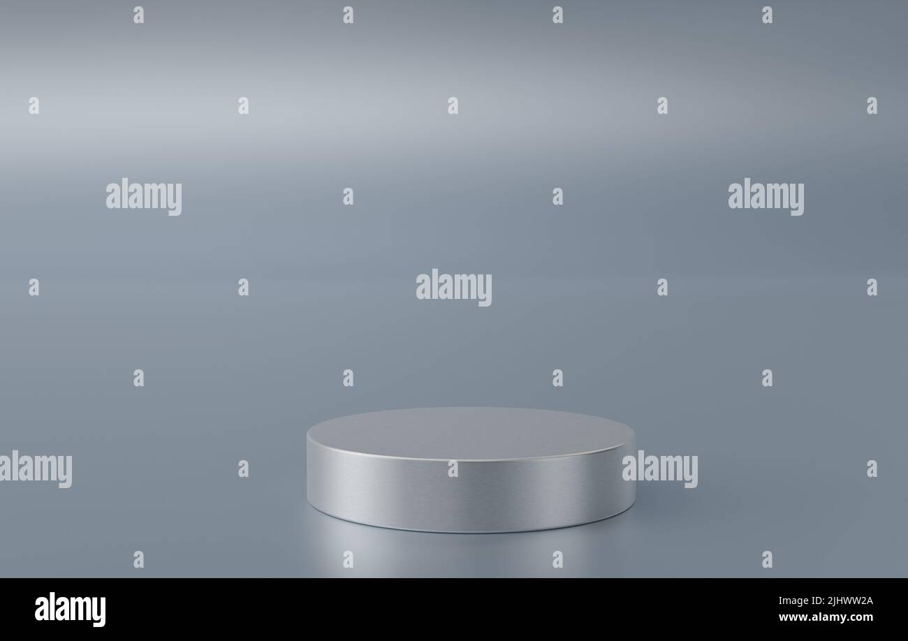 Empty podium or pedestal display on gray background with cylinder stand ...