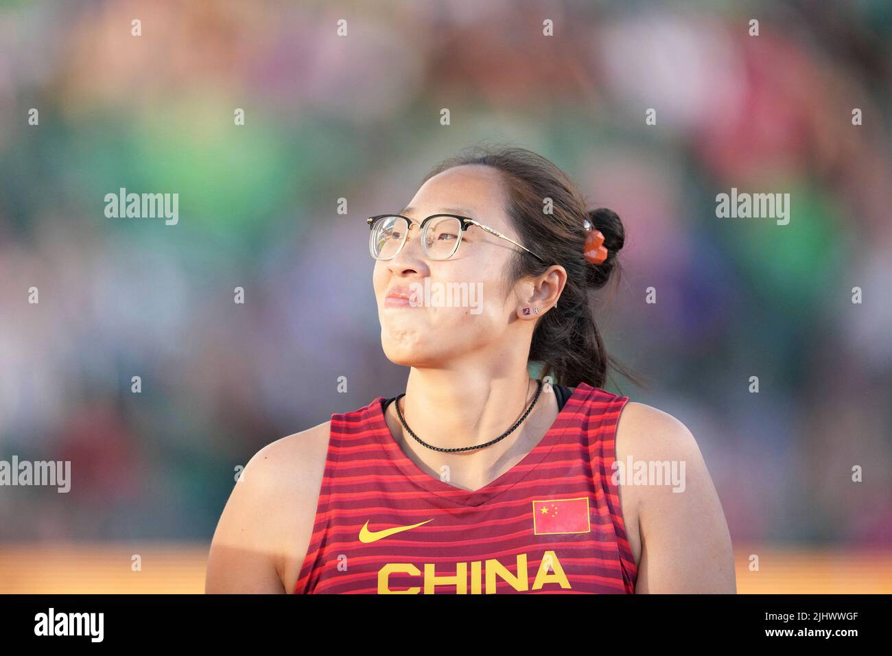 Eugene, USA. 20th July, 2022. Feng Bin of China reacts during the women ...