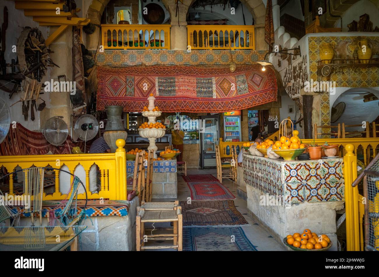 The interior of El Kasbah cafe in the heart of the ancient Medina of ...