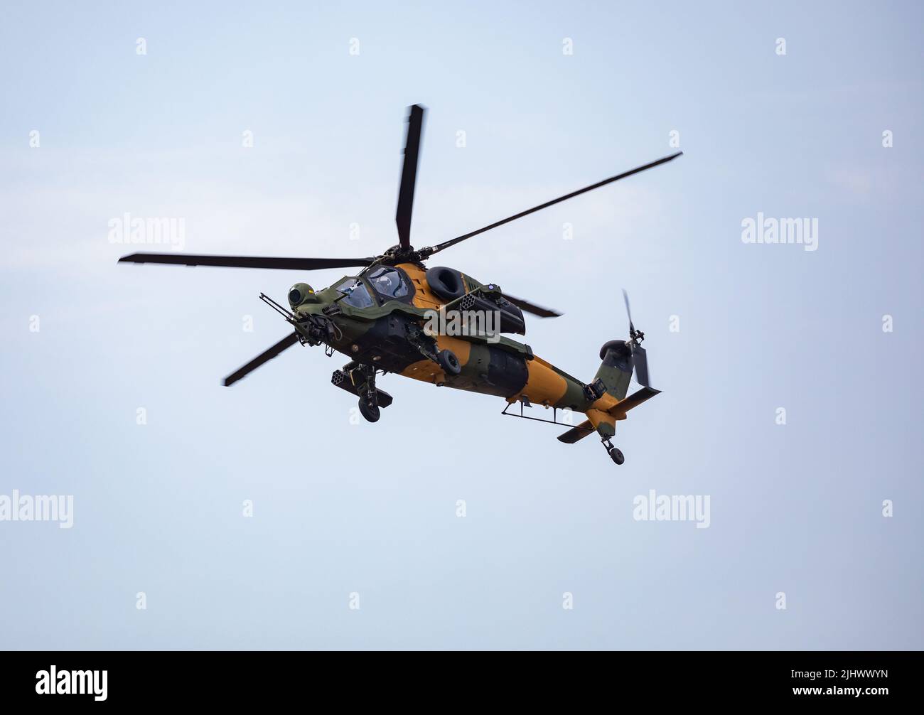 TAI/AgustaWestland T129 ATAK displays overhead at Farnborough ...