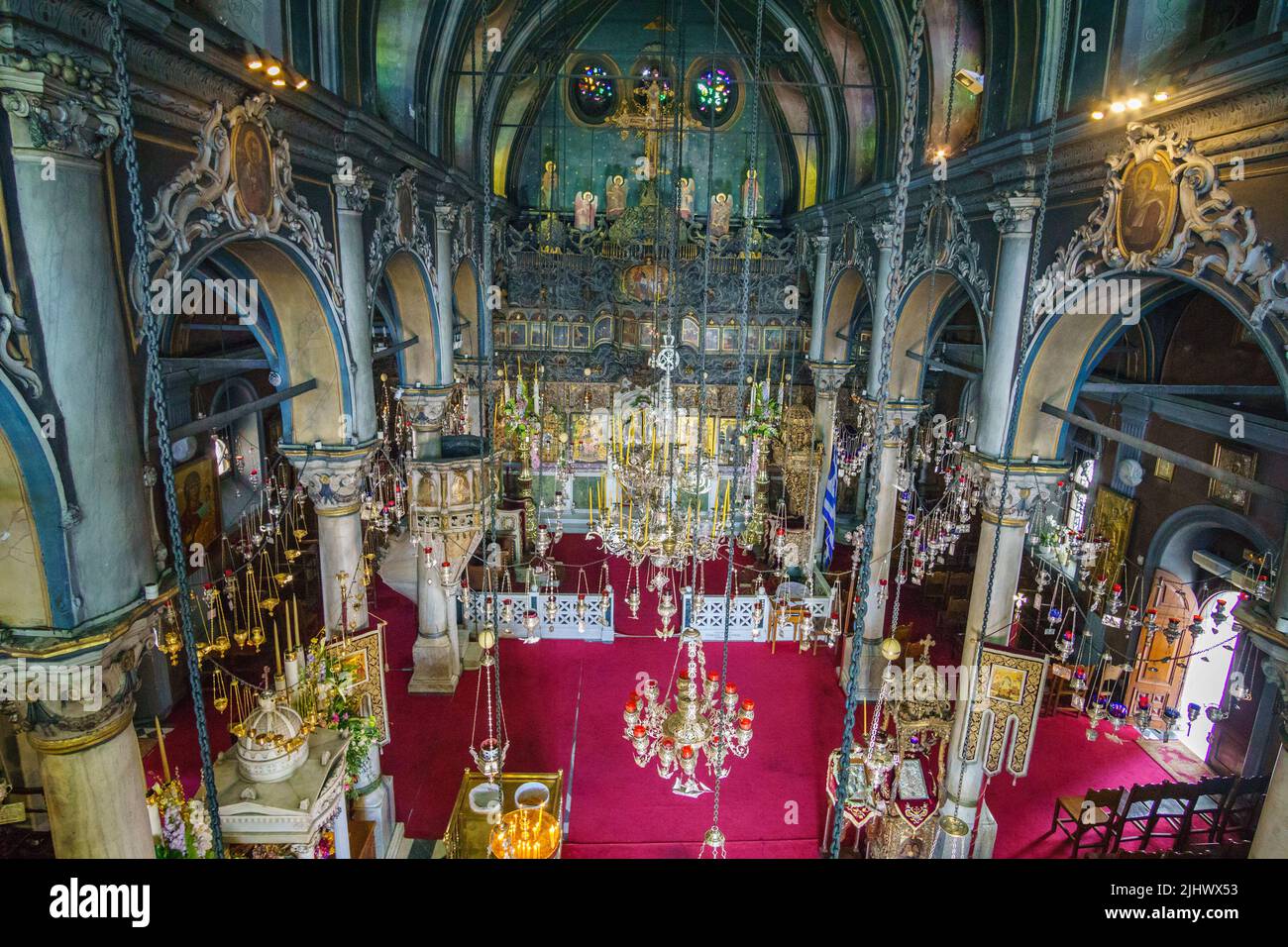 Interior view of Panagia Megalochari cathedral church (Virgin Mary) in ...