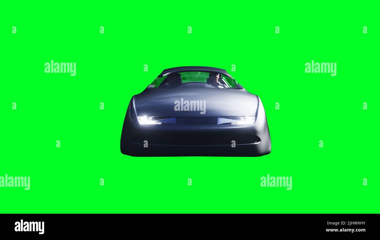 Futuristic flying car. Green screen isolate. 3d rendering Stock Photo ...