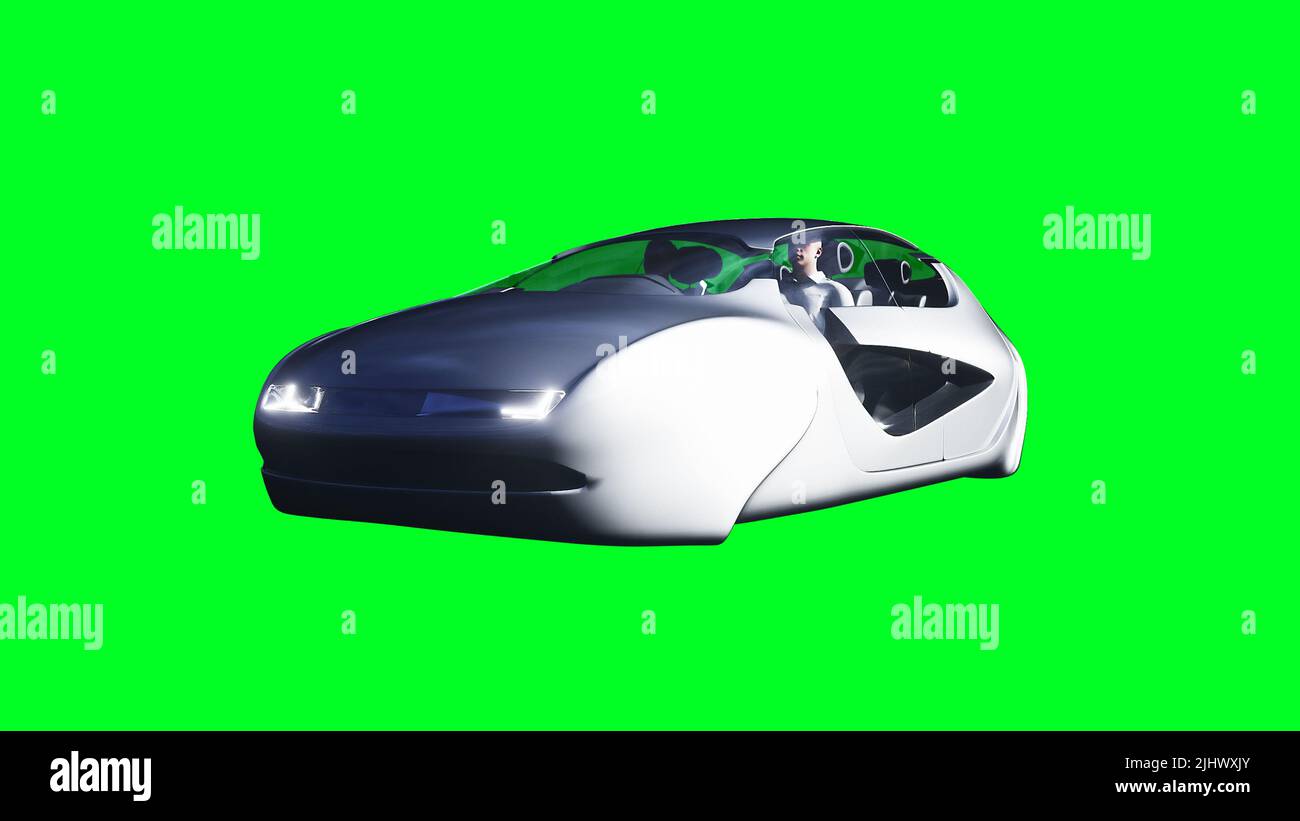 Futuristic flying car. Green screen isolate. 3d rendering Stock Photo ...