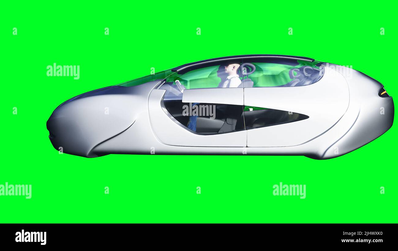 Futuristic flying car. Green screen isolate. 3d rendering Stock Photo ...