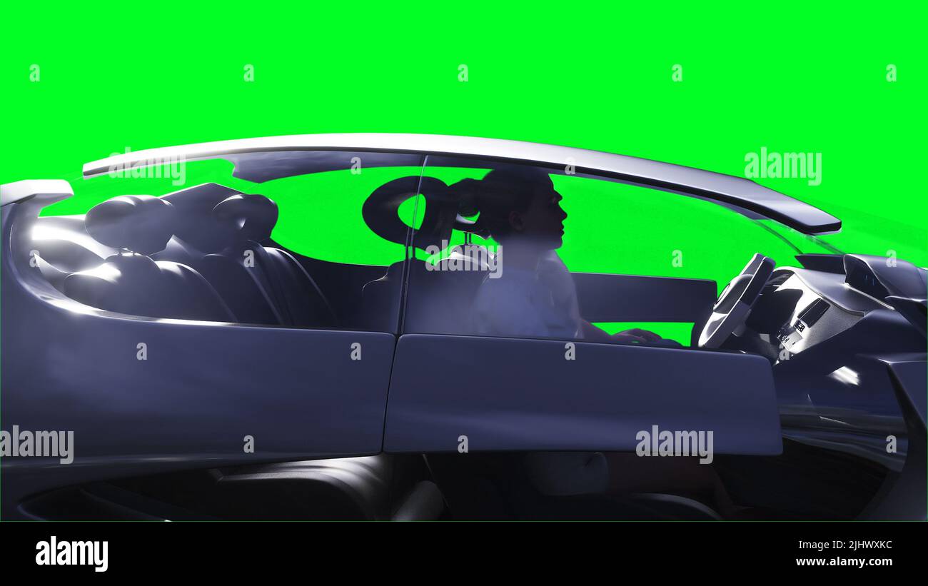 Futuristic flying car. Green screen isolate. 3d rendering Stock Photo ...