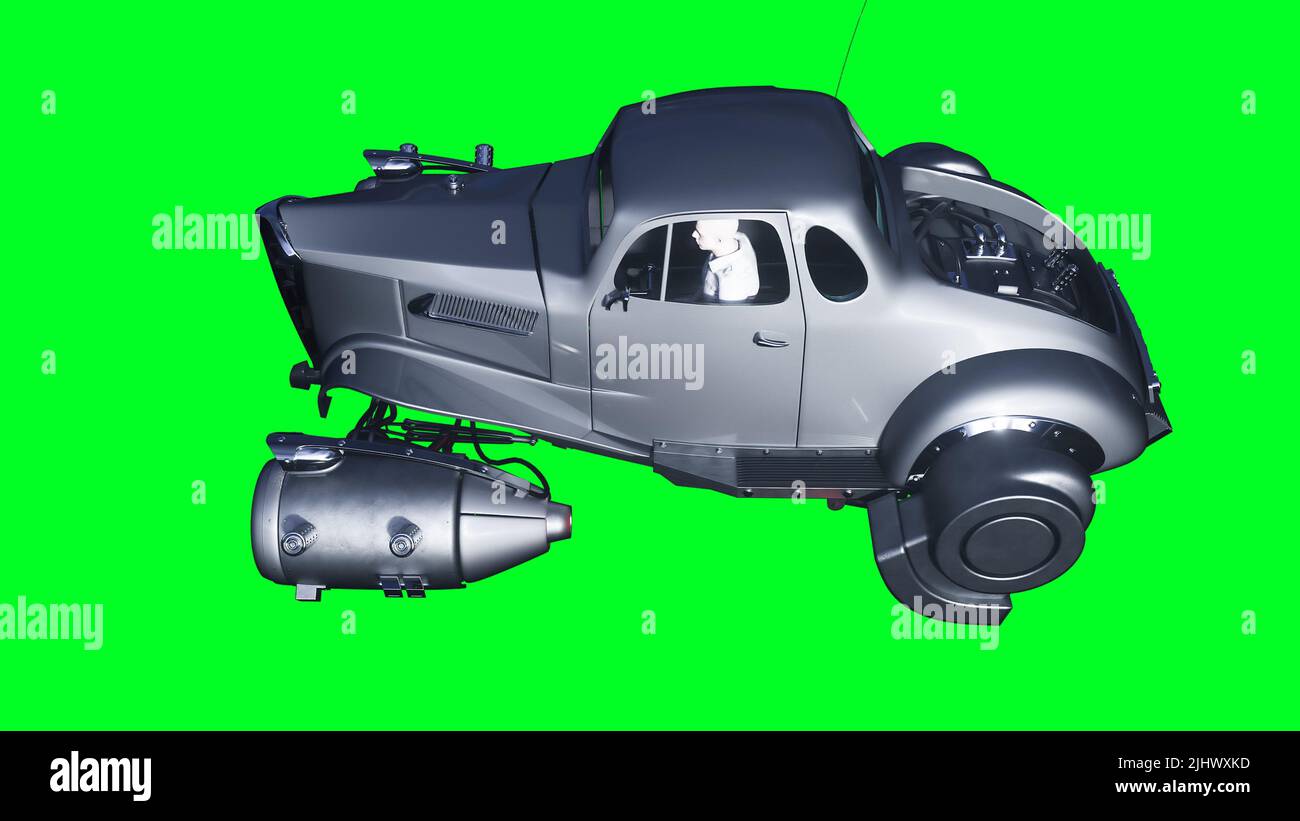 Futuristic flying car. Green screen isolate. 3d rendering Stock Photo ...