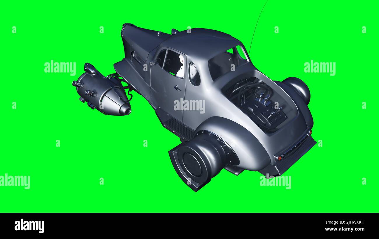 Futuristic flying car. Green screen isolate. 3d rendering Stock Photo ...