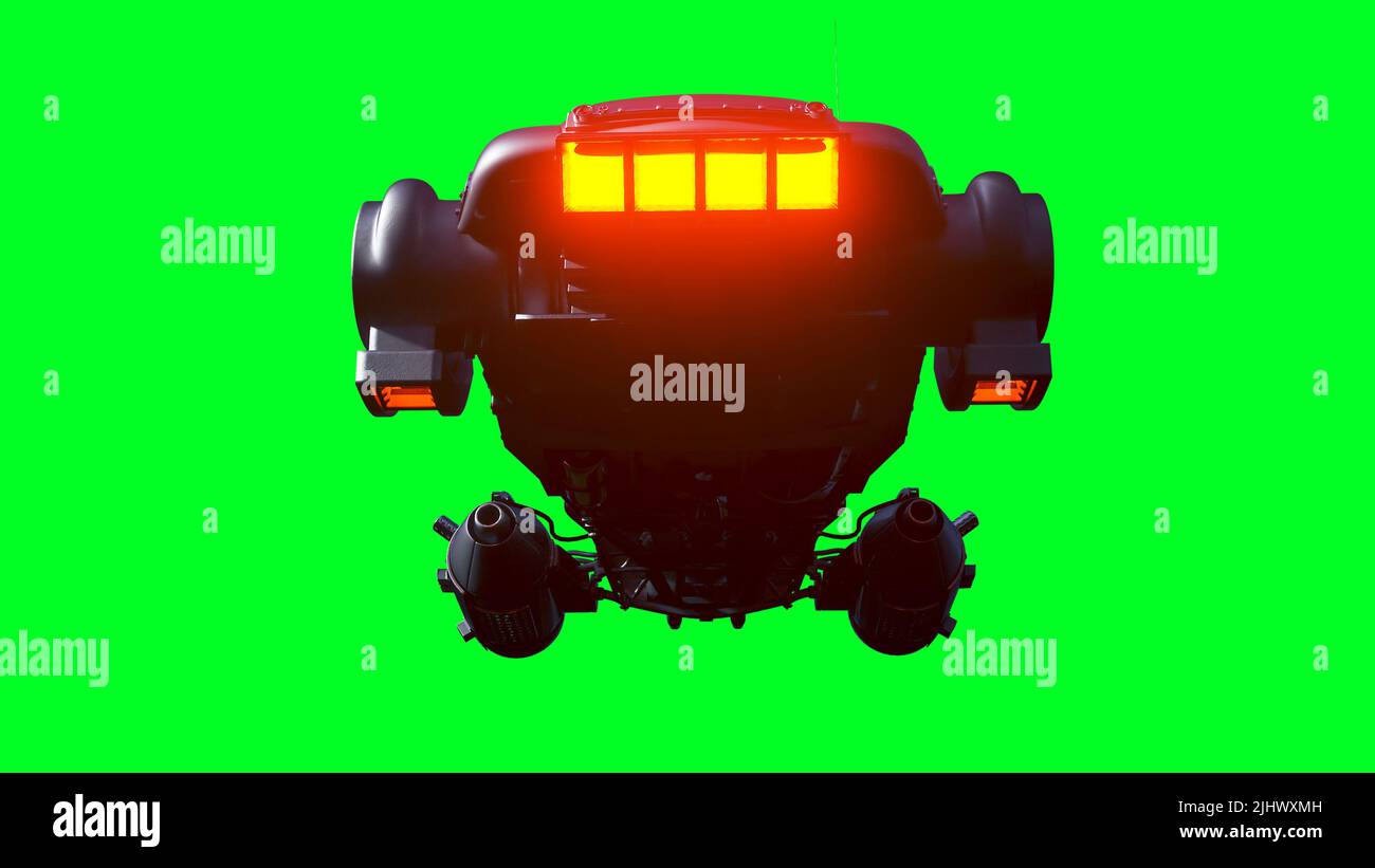 Futuristic flying car. Green screen isolate. 3d rendering Stock Photo ...