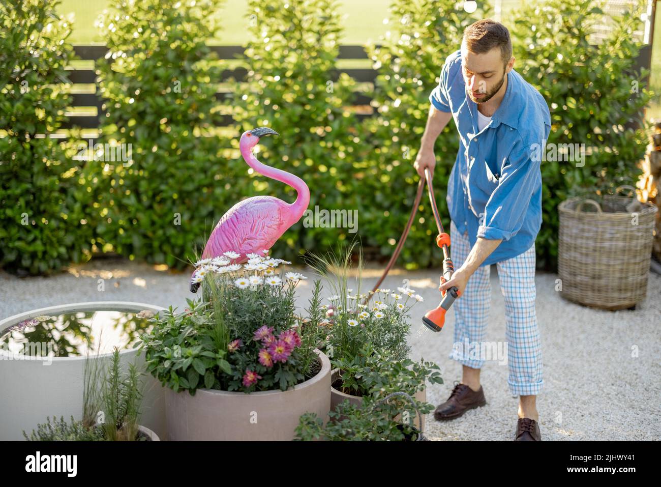 Flowers garden man handsome hi-res stock photography and images - Alamy