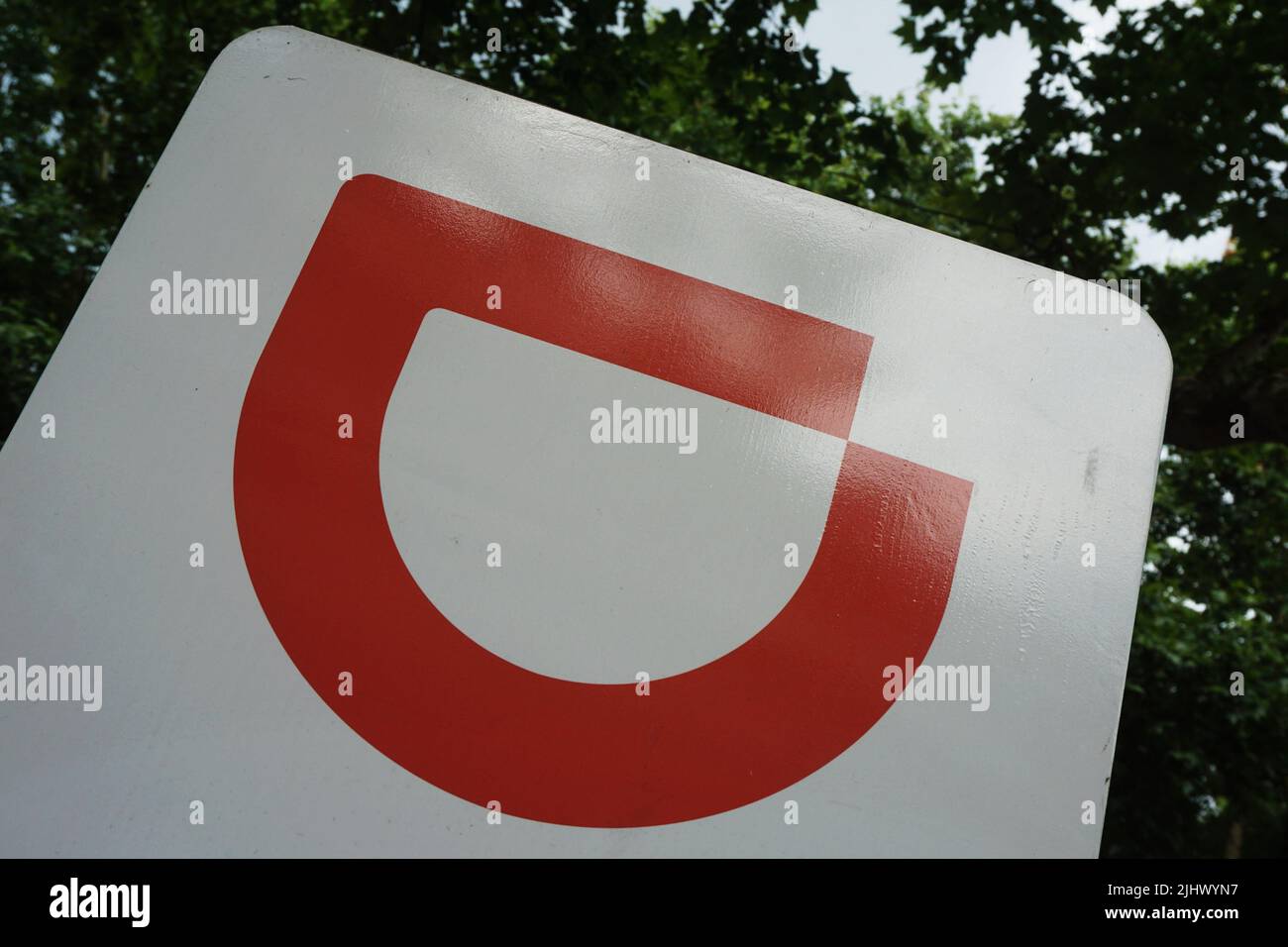 HANGZHOU, CHINA - JULY 21, 2022 - A logo of Didi is seen in Hangzhou ...