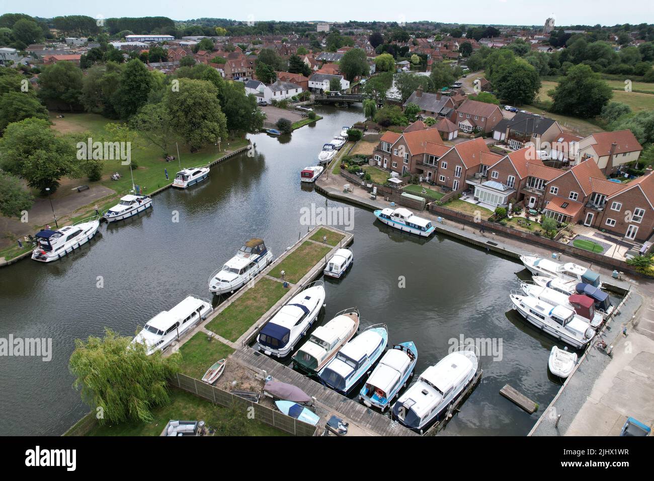 Beccles town in Suffolk UK drone aerial view Stock Photo - Alamy