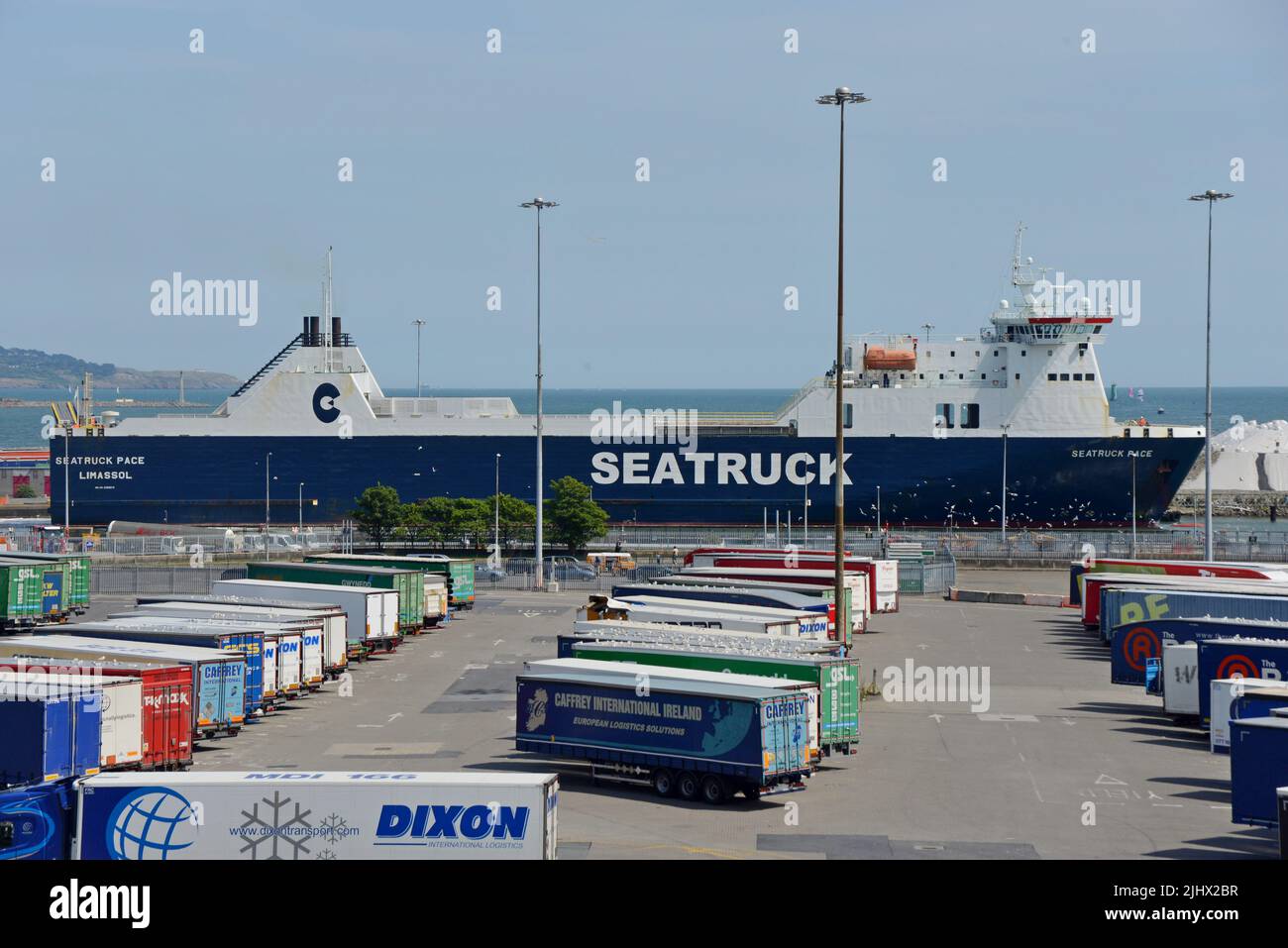 Seatruck Pace freight ferry loading in Dublin Port, Ireland, July 2022 ...