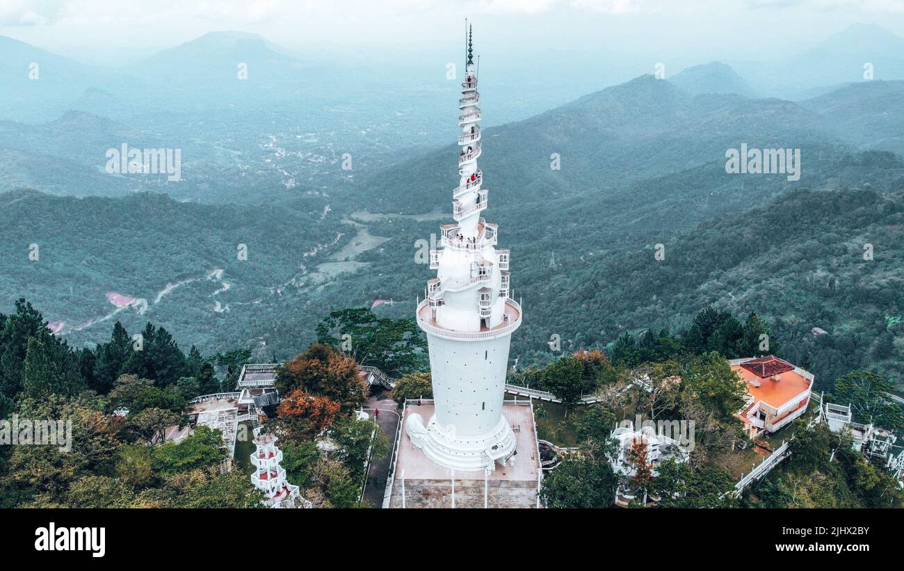 Aerial view of Ambuluwawa tower is a temple of four religions central ...