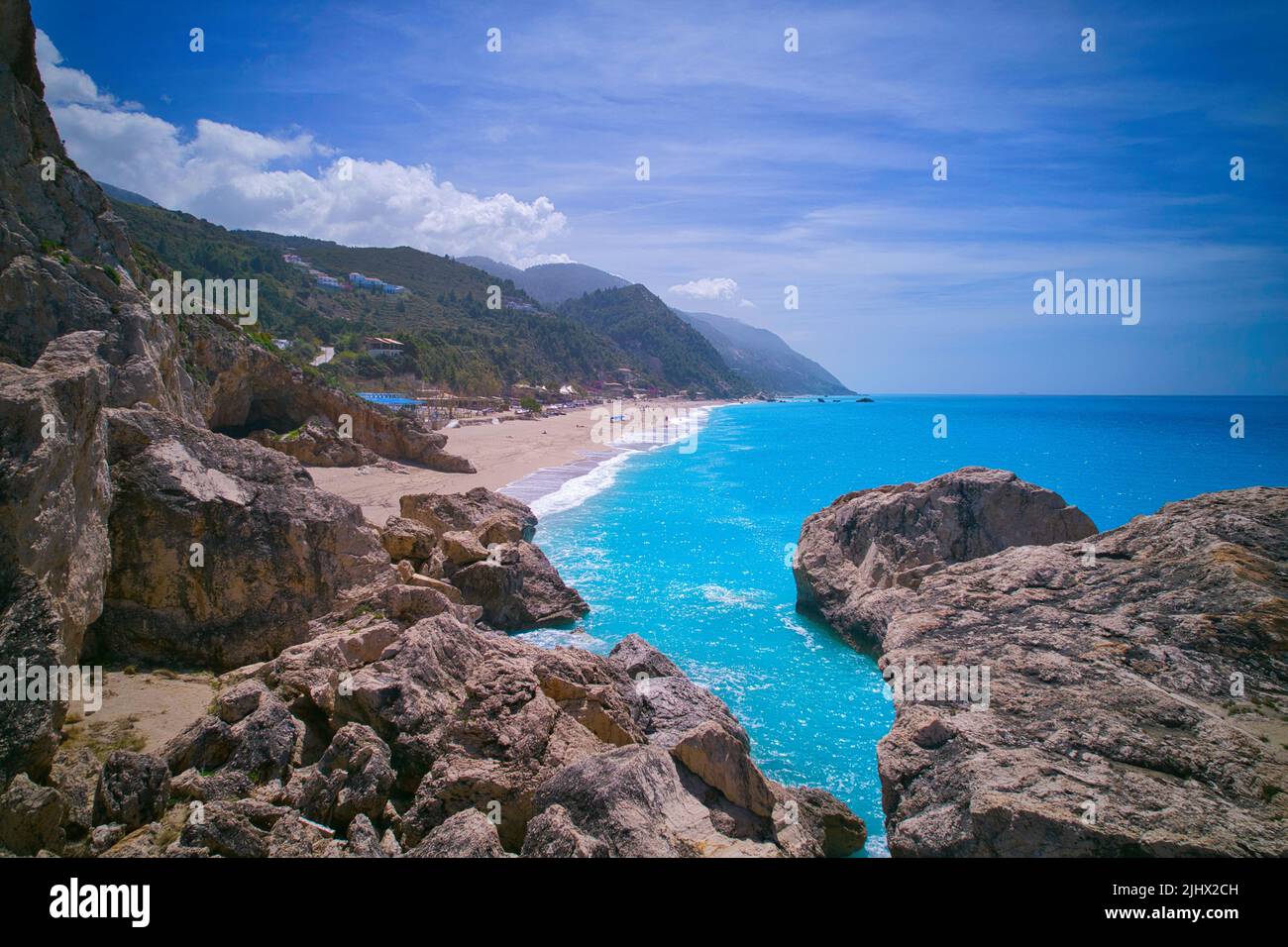 A stunning view of the Kathisma beach in Lefkada, Greece Stock Photo ...