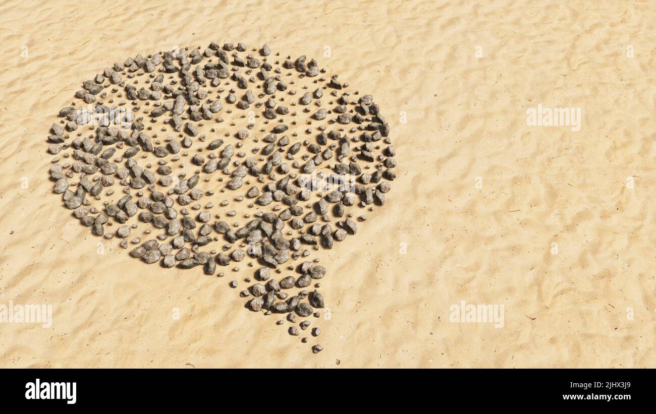 Concept conceptual stones on beach sand handmade symbol shape, golden ...