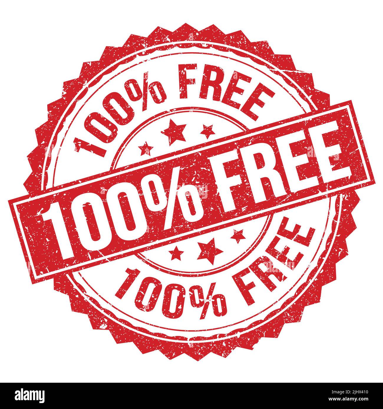 100% FREE text written on red round stamp sign Stock Photo - Alamy
