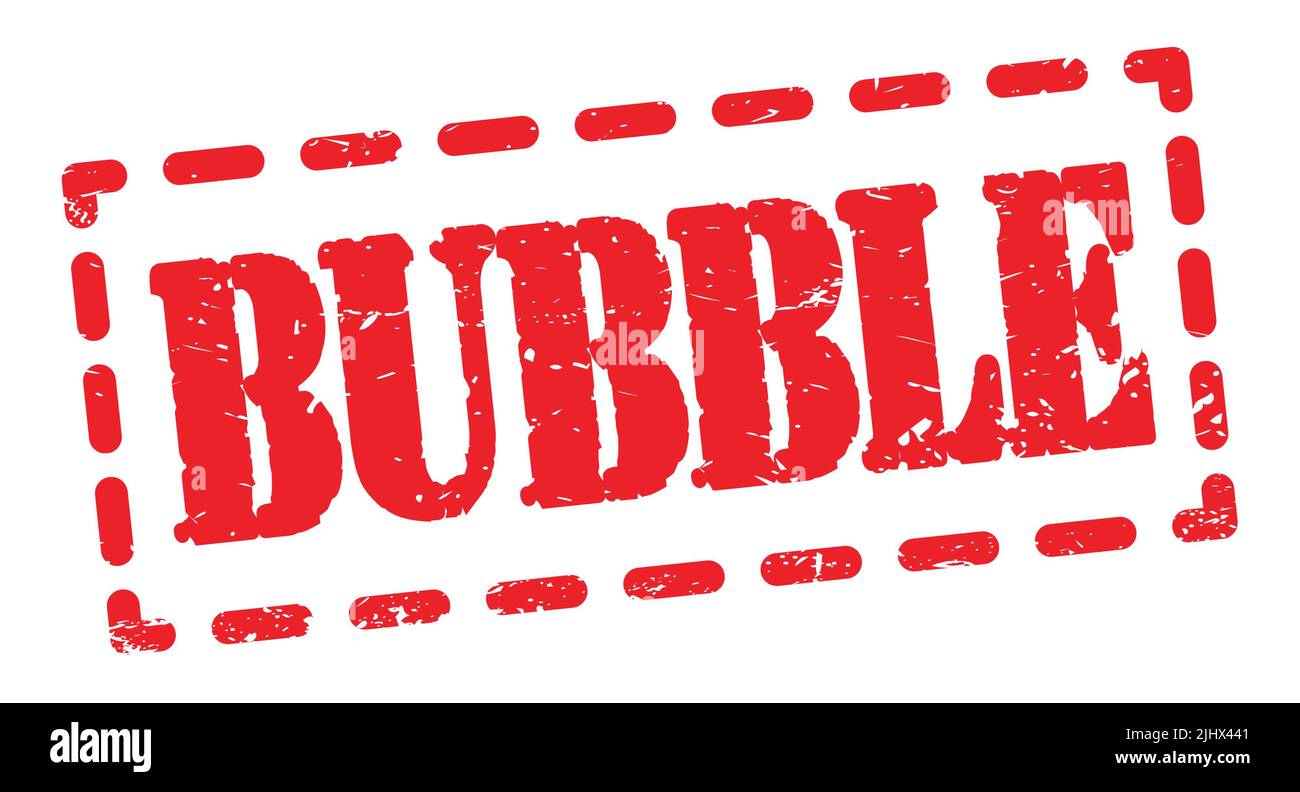 BUBBLE text written on red dash stamp sign Stock Photo - Alamy