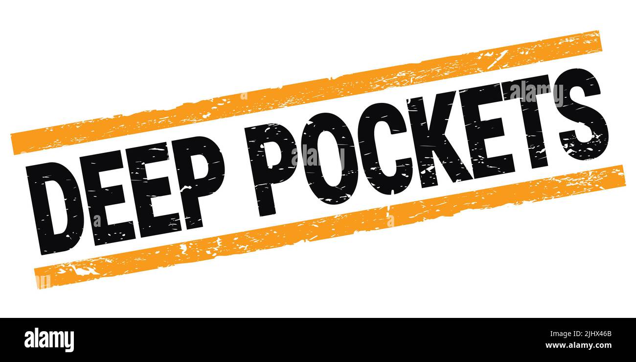 DEEP POCKETS text written on black-orange rectangle stamp sign Stock ...