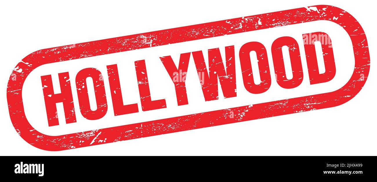 HOLLYWOOD, text on red rectangle stamp sign Stock Photo - Alamy