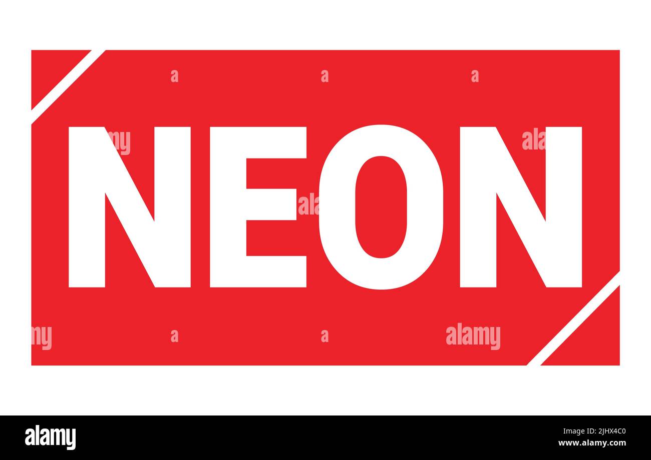 NEON text written on red rectangle stamp sign Stock Photo - Alamy