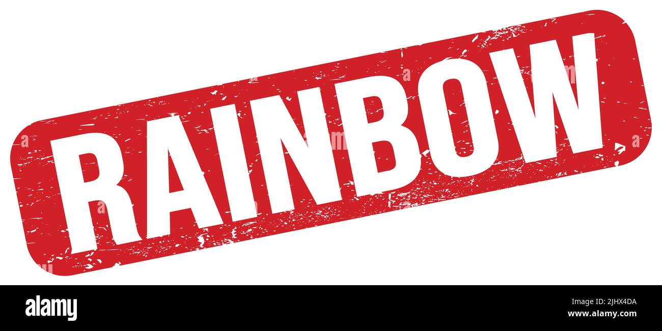 RAINBOW text written on red grungy stamp sign Stock Photo - Alamy