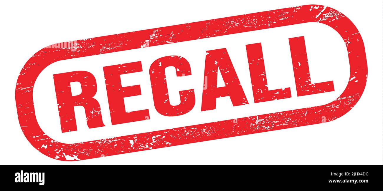 RECALL, text written on red rectangle stamp sign Stock Photo - Alamy