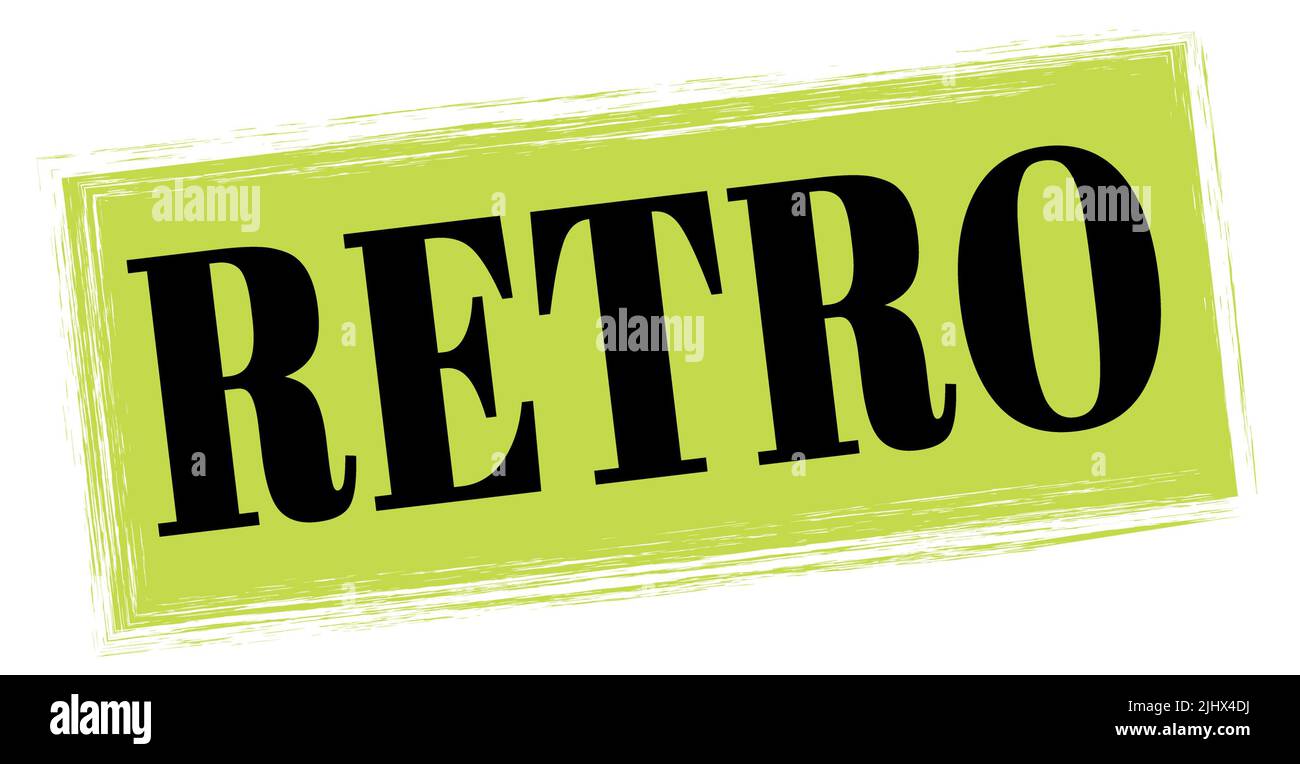 RETRO text written on green-black rectangle stamp sign Stock Photo - Alamy