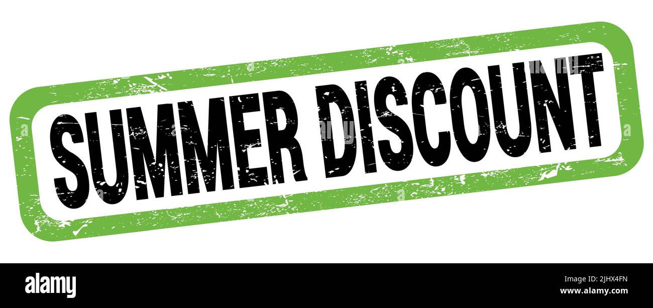 SUMMER DISCOUNT text written on green-black rectangle stamp sign Stock ...